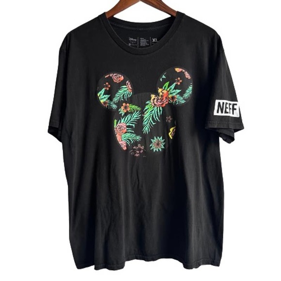 Neff | Shirts | Disney X Neff Mickey Mouse Floral Ears Logo Black ...